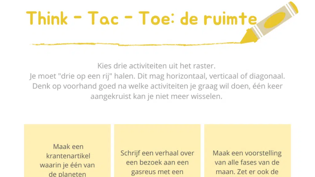 Think Tac Toe - Verrijkingsoefeningen - Voorbeelden - Edufari