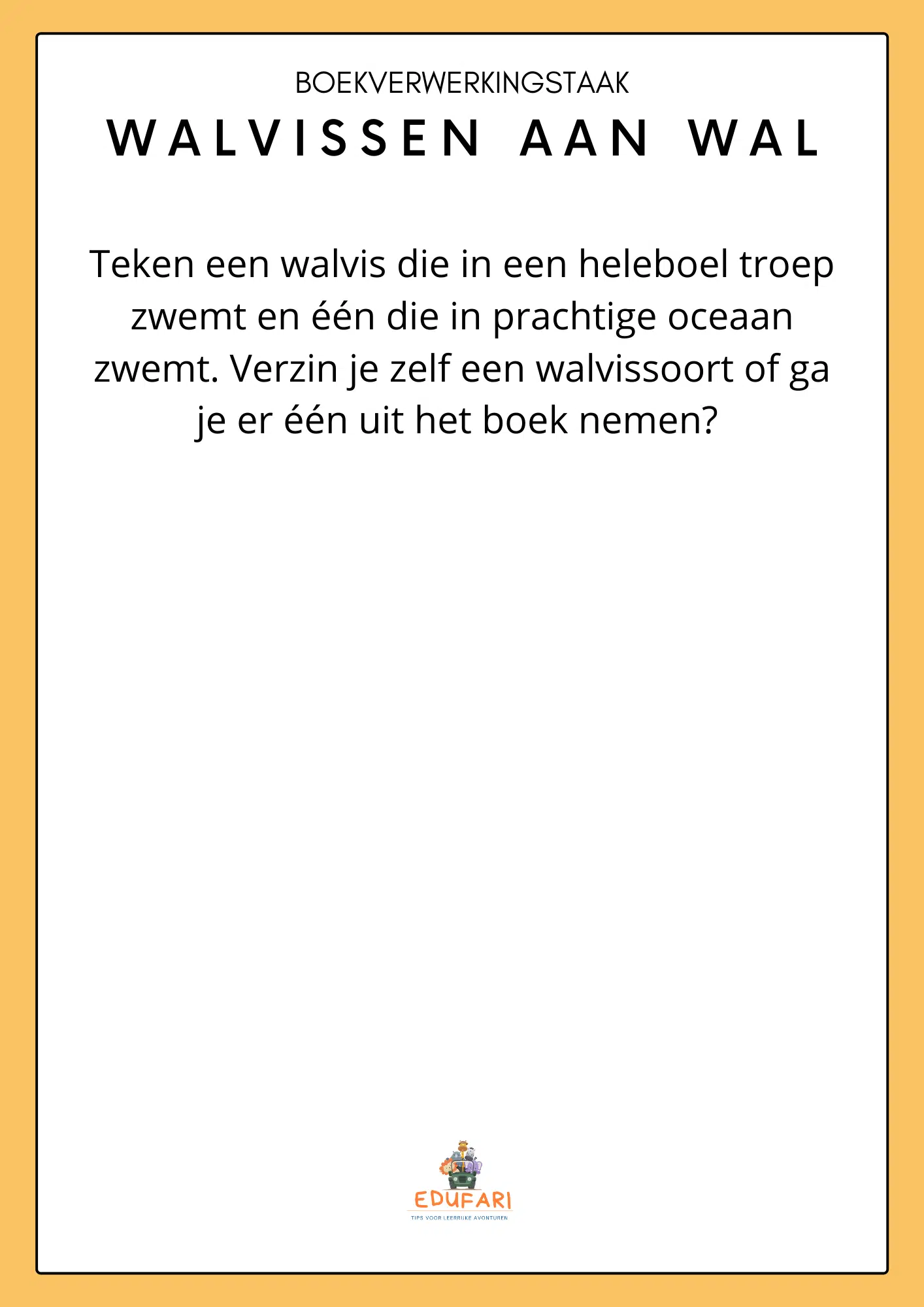 Walvissen aan Wal - recensie en werkblad - Edufari